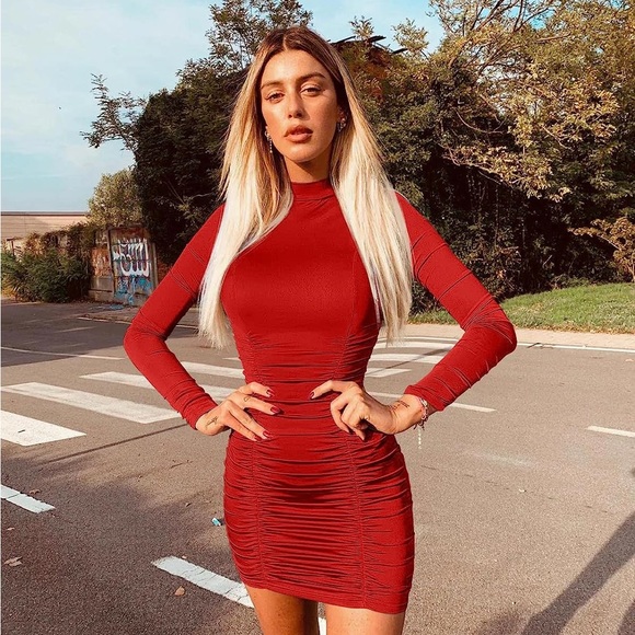 Dresses | Sexy Red Bodycon Mini Dress Size Medium | Poshmark
